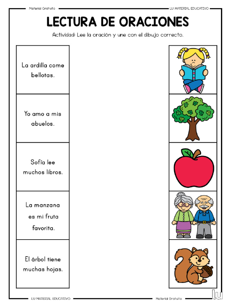 Lu Material Educativo - Gratuito Lectura de Oraciones | PDF