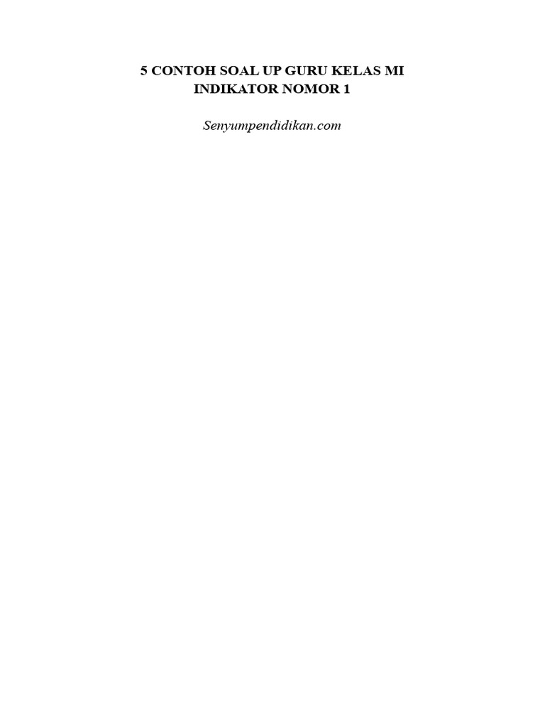 5 CONTOH SOAL UP GURU KELAS MI Part 1 | PDF
