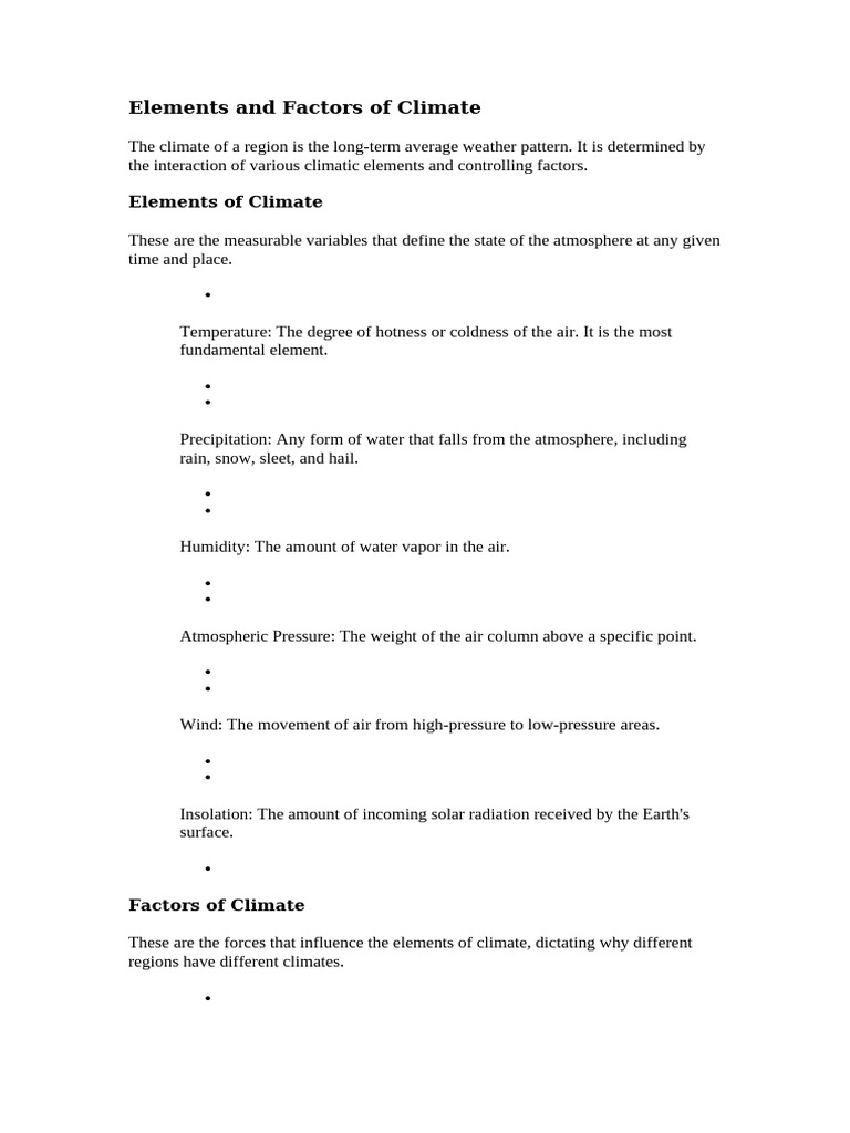 Elements and Factors of Climate | PDF | Atmosphere Of Earth | Atmosphere