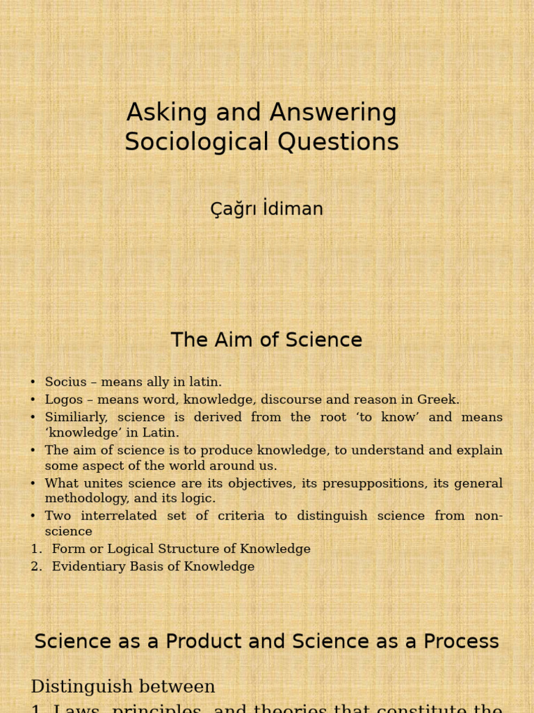 Asking and Answering Sociological Questions | PDF | Science ...