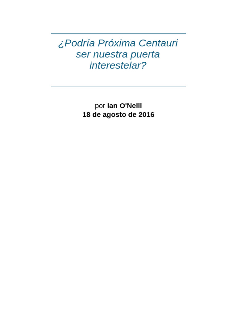 Podría Próxima Centauri Ser Nuestra Puerta Interestelar | PDF | Viaje ...