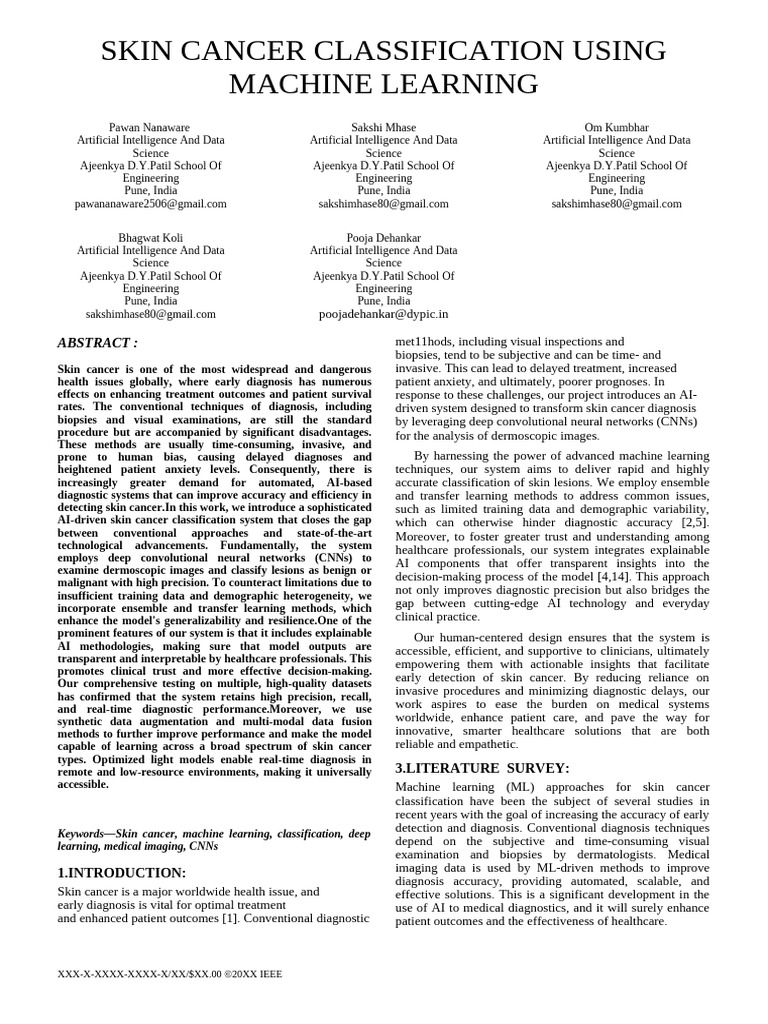 Research Paper Skin Cancer | PDF | Medical Diagnosis | Artificial ...