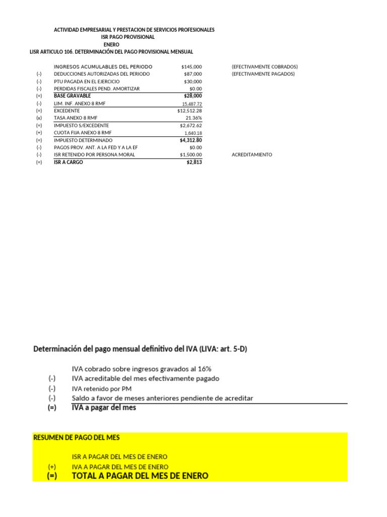 Fórmula Isr e Iva | PDF | Impuesto sobre la renta | Impuesto al valor ...