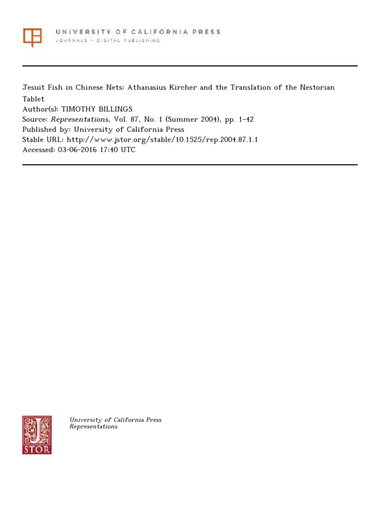 Jesuit Fish in Chinese Nets Athanasius Kircher and The Translation of ...