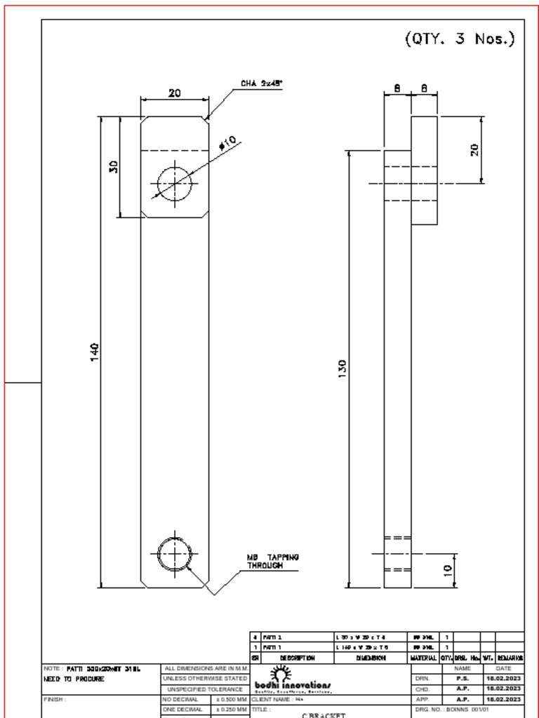 C Bracket Technical Drawing Specifications | PDF
