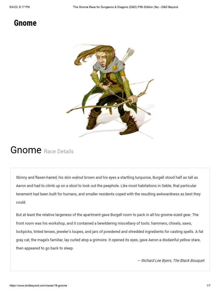 The Gnome Race For Dungeons & Dragons (D&D) Fifth Edition (5e) - D&D ...