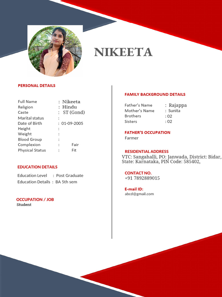 Marriage Biodata .PDF Bheem Gond | PDF