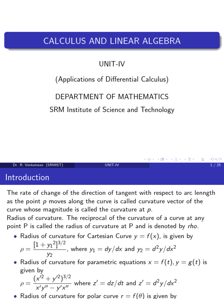 Unit 4 - Differential Calculus | PDF | Curvature | Algebraic Geometry