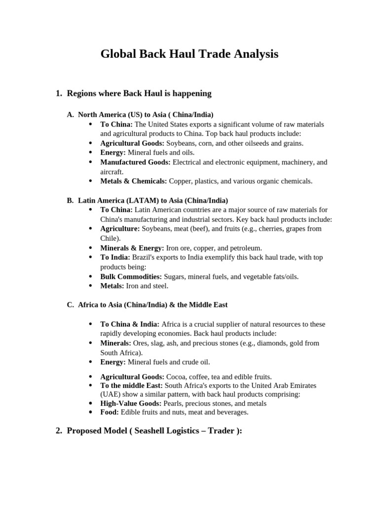 Global Back Haul Trade Analysis | PDF | Vegetable Oil | Economies
