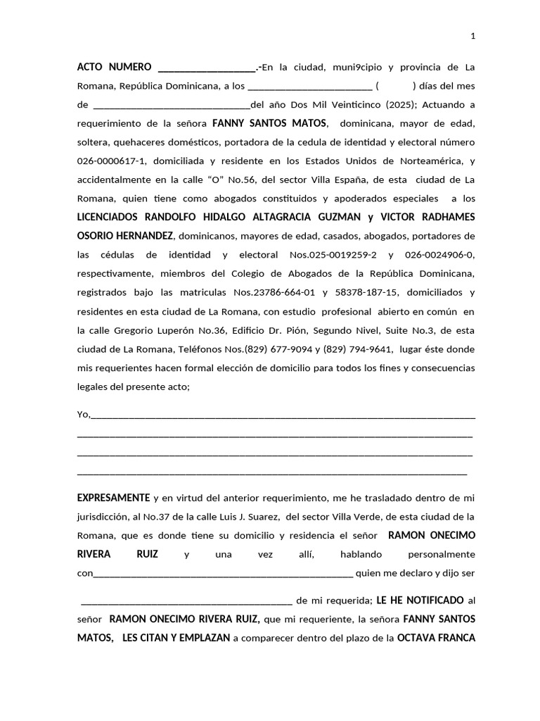 Demand Aen Particion de Fanny Santos Matos (Hija DD La Rubia) para ...