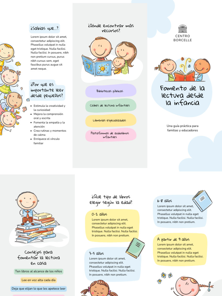 Folleto Tríptico Lectura Infantil Ilustrado Bonito Multicolor | PDF