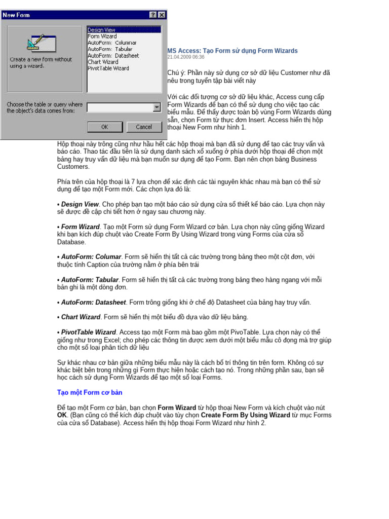 Tao Form Tu Form Wizard Trong MS Access | PDF