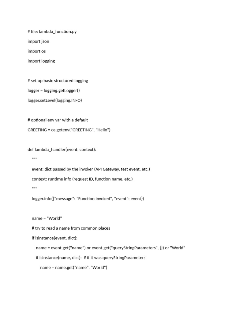 Lamda Function Code1 | PDF