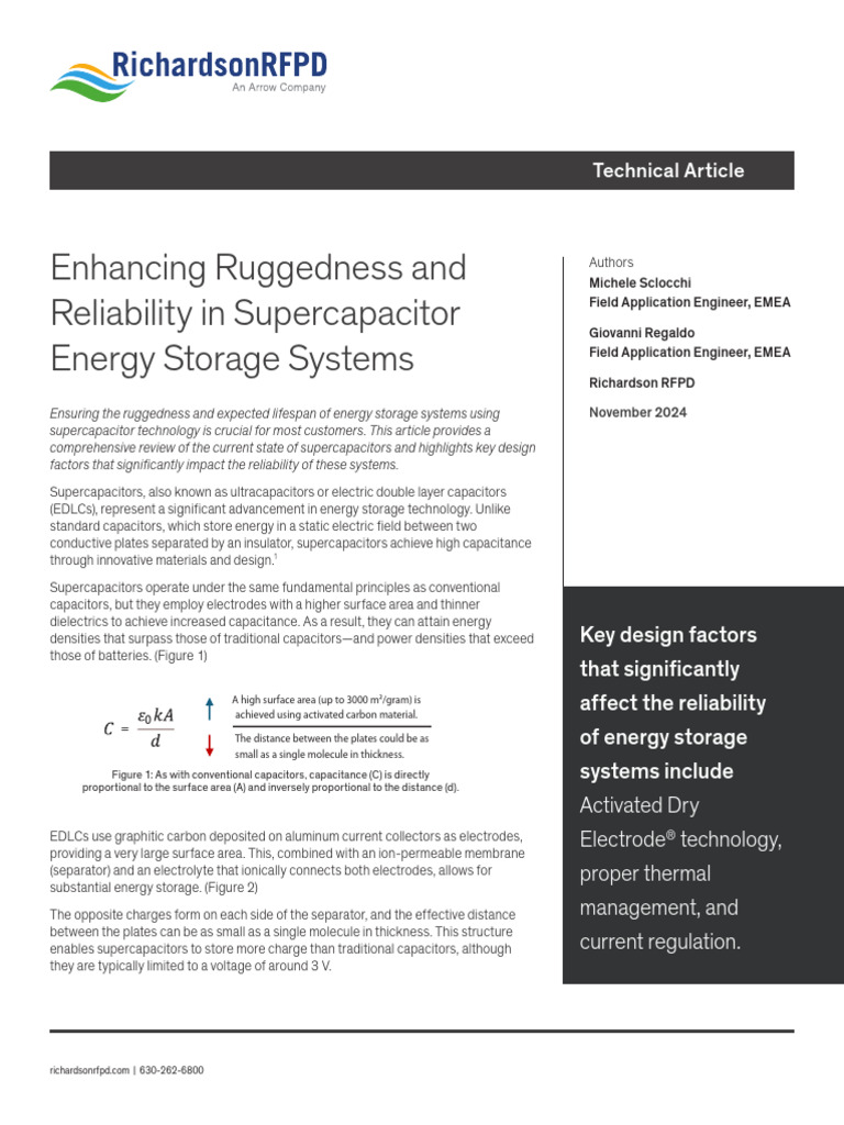 Enhancing Ruggedness Reliability Supercapacitor Energy Storage | PDF | Capacitor | Electrical ...