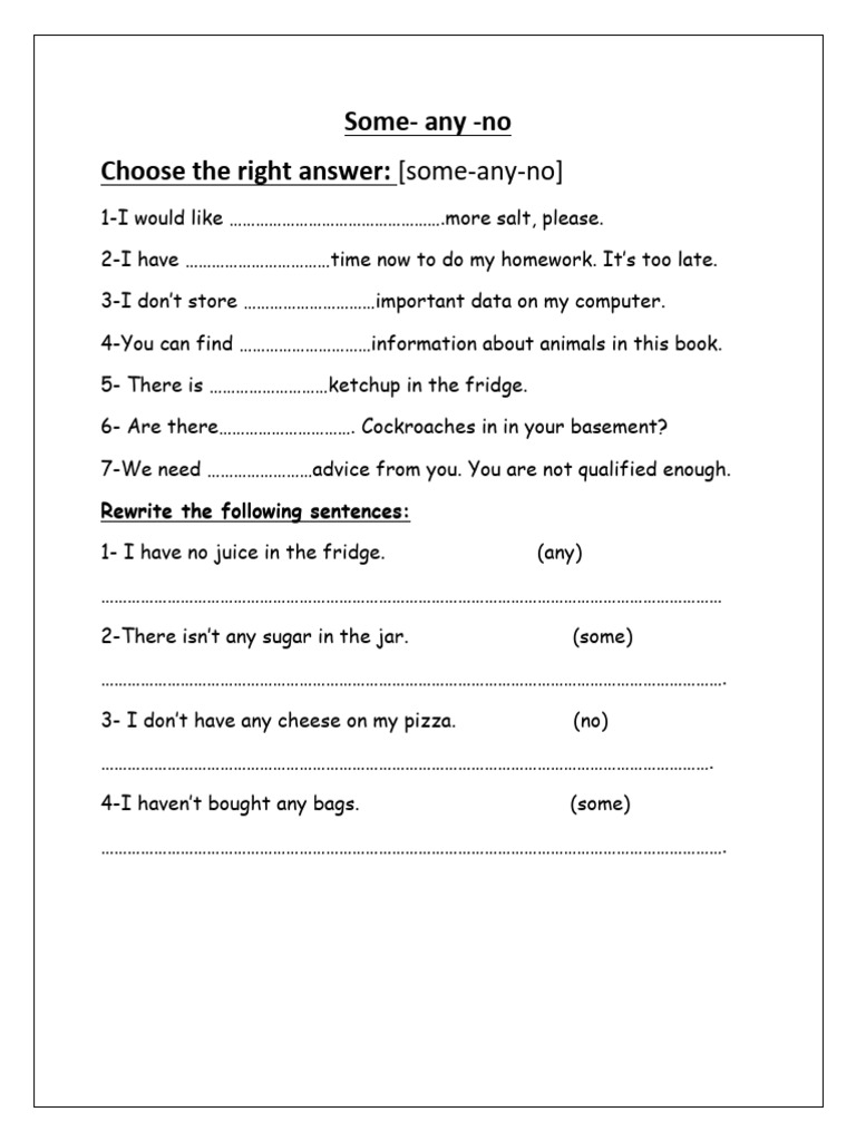 Understanding Some, Any, and No | PDF