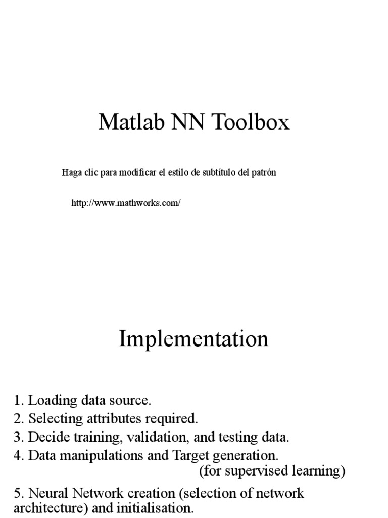 An Introduction To Neural Network Modeling Using Matlab S Neural Network Toolbox Pdf