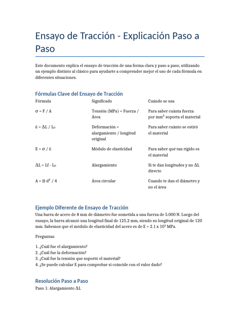 Ensayo De Traccion Paso A Paso Pdf