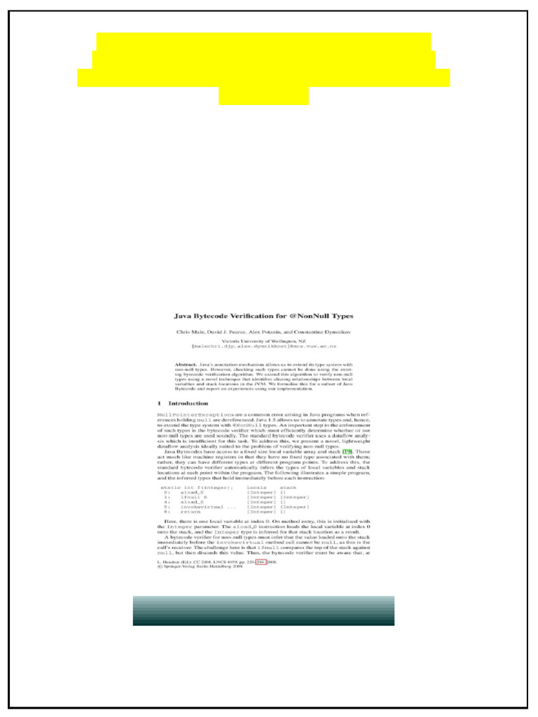 Java Bytecode Verification for NonNull Types 1st Edition by Chris Male ...