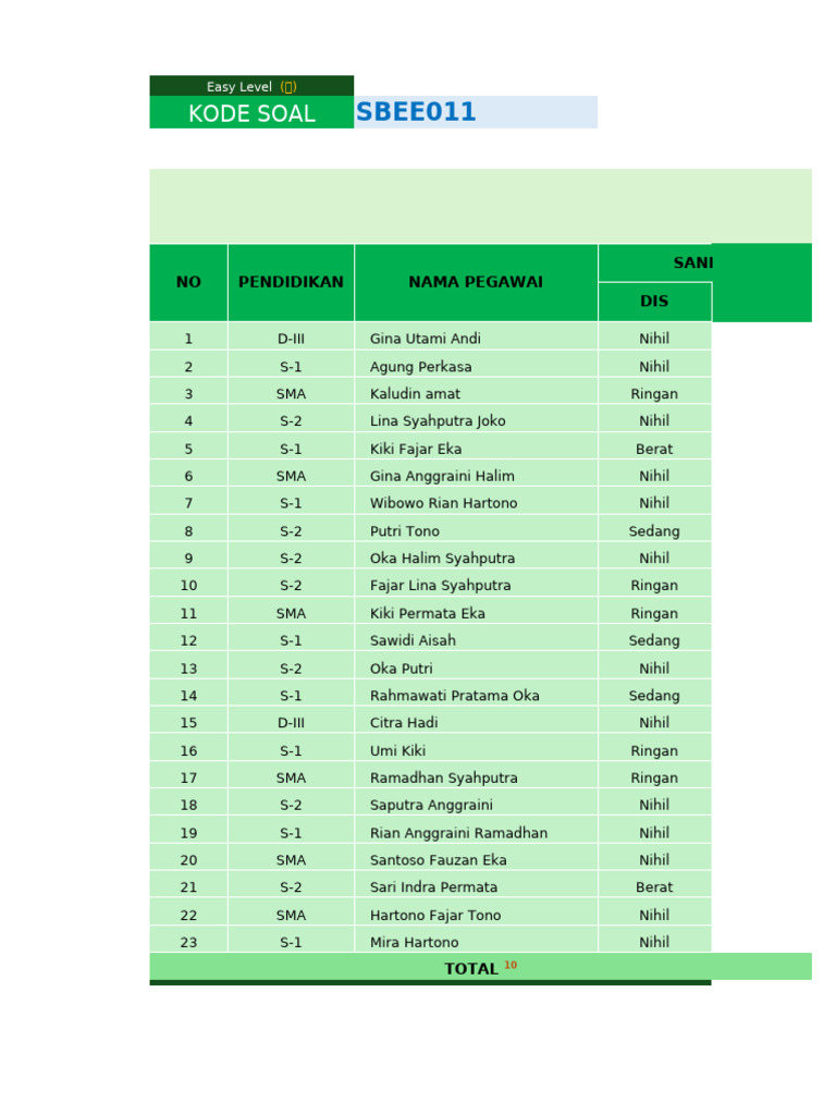 SBEE011 BelajarExcel - Id - Latihan Soal Excel Gaji Dan Potongan | PDF