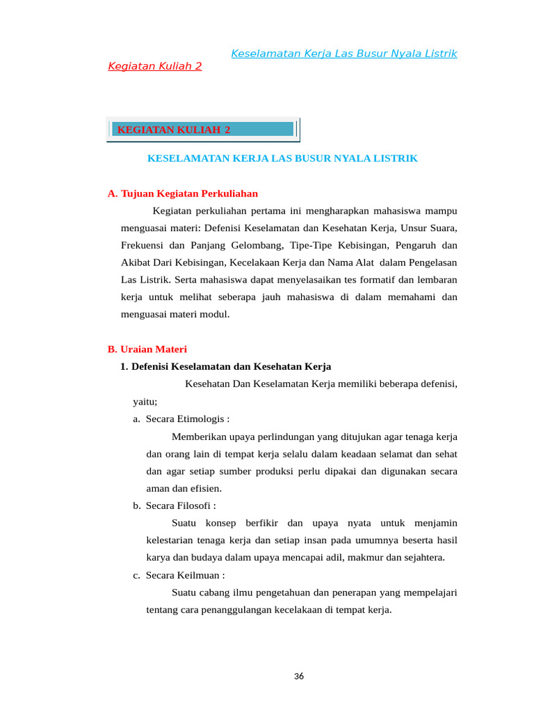 5 Kegiatan Kuliah 2 Keselamatan Kerja Las Busur Nyala Listrik | PDF