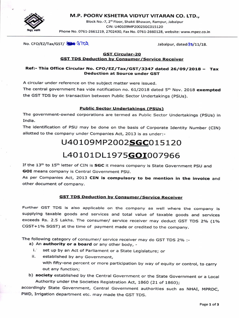 CFO GST Circular 3702 | PDF
