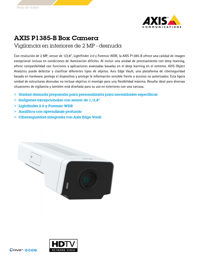 Cámara AXIS P1385-B: Vigilancia 2 MP | PDF | Estabilización de imagen ...