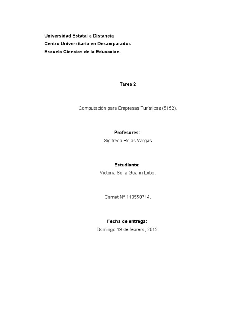 Tarea 2 Compu | PDF | Turismo | Invalidez