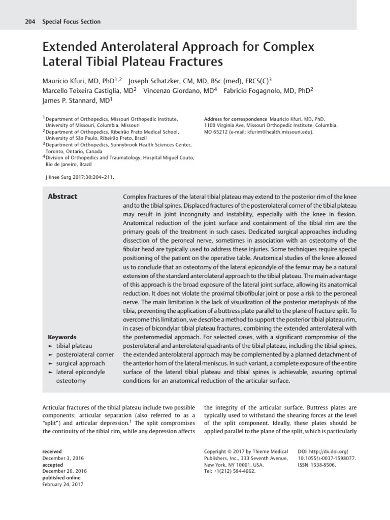 Extended Approach for Tibial Plateau Fractures | PDF | Knee ...