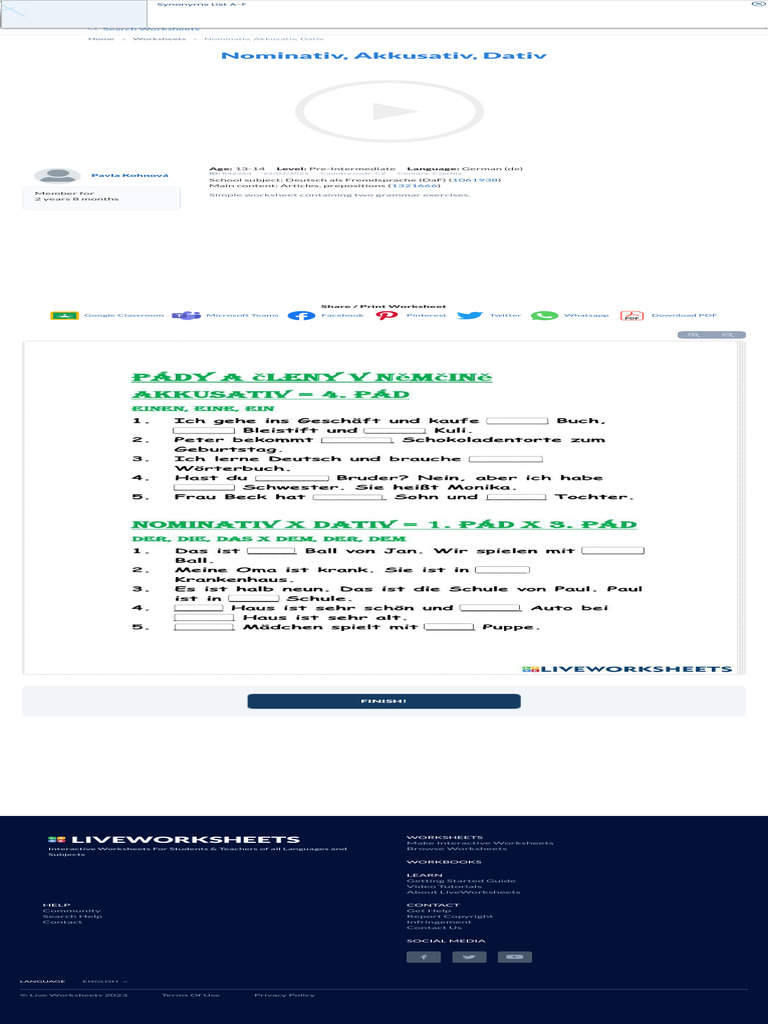 German Grammar: Nominativ, Akkusativ, Dativ | PDF