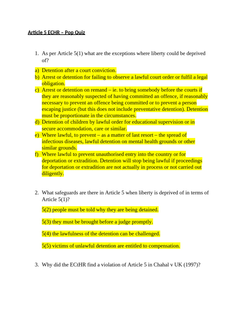 Article 5 ECHR | PDF