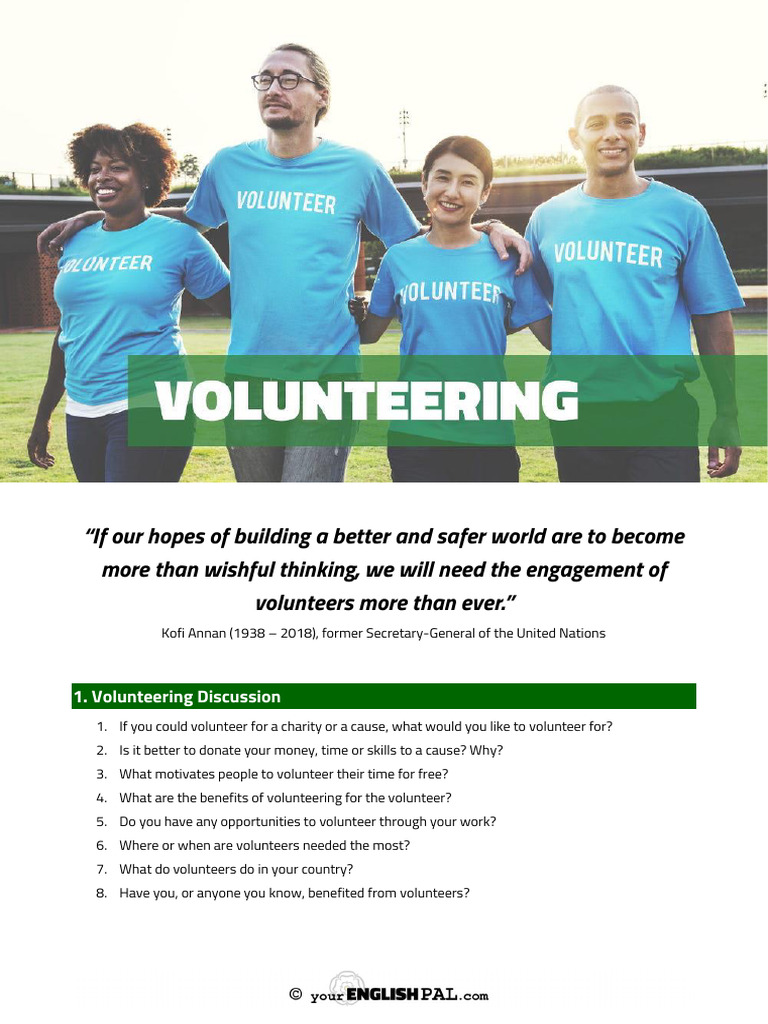 Your English Pal ESL Lesson Plan Volunteering Student v2 | PDF ...