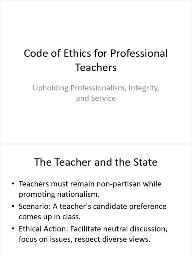 Teacher Code of Ethics Overview | PDF | Teachers | Social Ethics