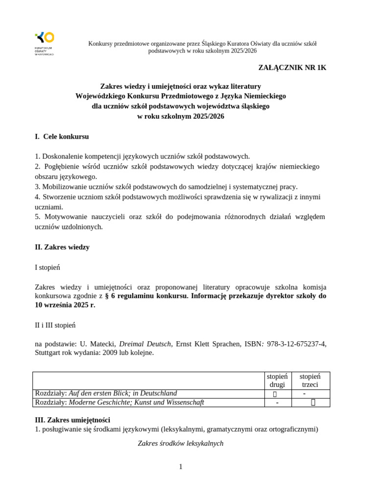 Zalacznik 1k Jezyk Niemiecki | PDF