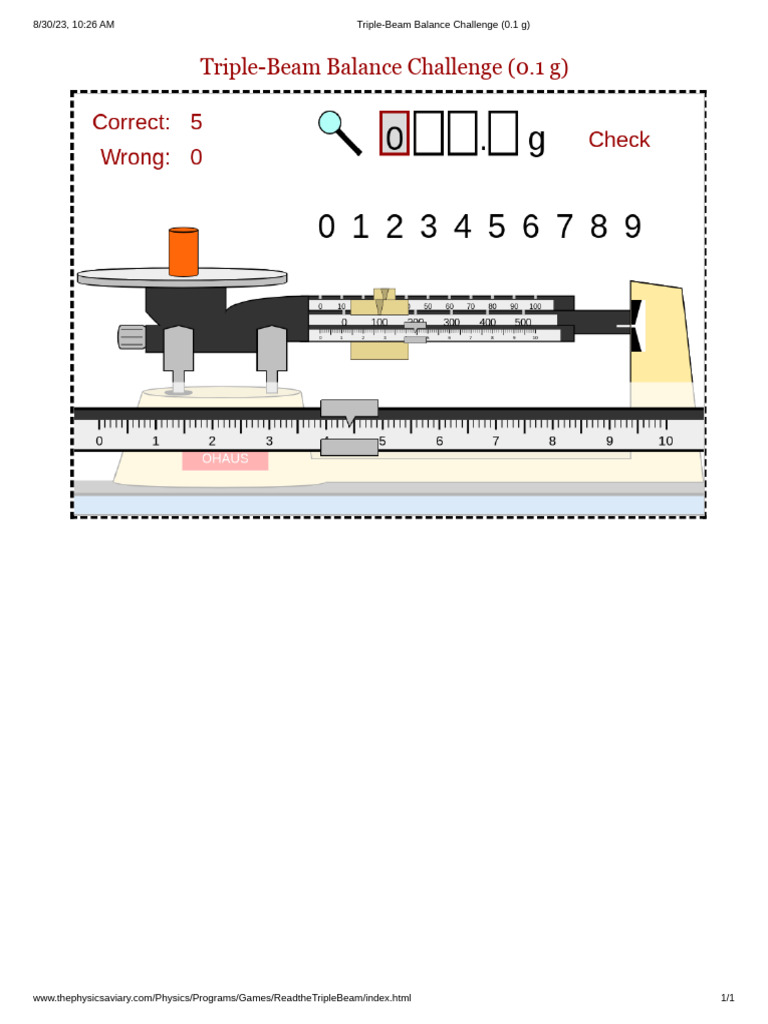 Triple-Beam Balance Challenge (0.1 G) | PDF
