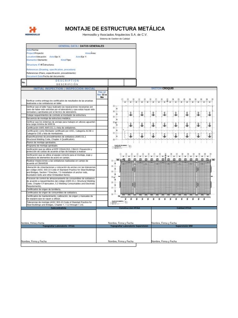 Check List Montaje de Estructura | PDF | Procesos industriales | Materiales