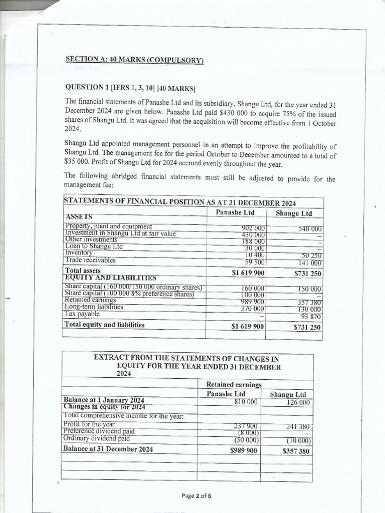 Example 1 p1 - 456 Exam Section A - 2024 2nd QTR - 1 | PDF