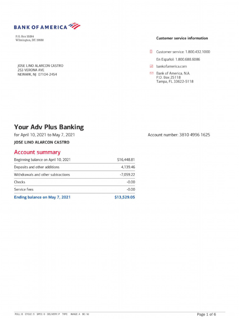 Assets - Bank Statement #1 - Checking | PDF