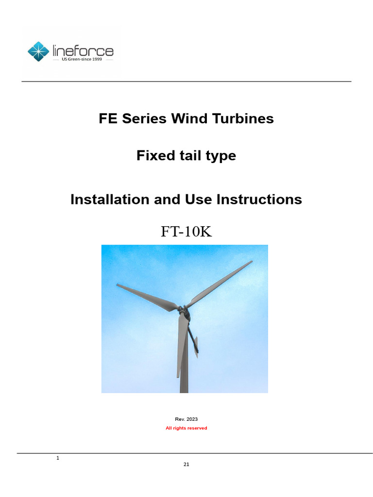 FE Series Wind Turbine Installation Guide | PDF | Screw | Electricity