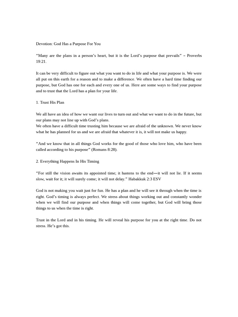 Discovering God's Purpose for You | PDF
