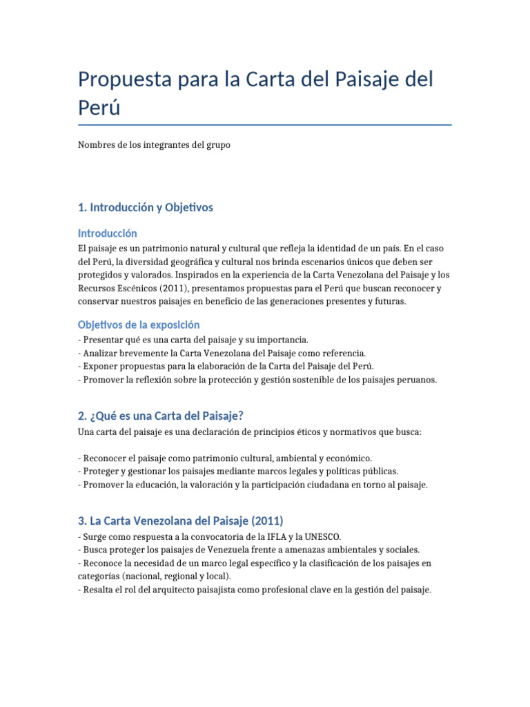 Carta Del Paisaje Peru | PDF | Paisaje | Perú