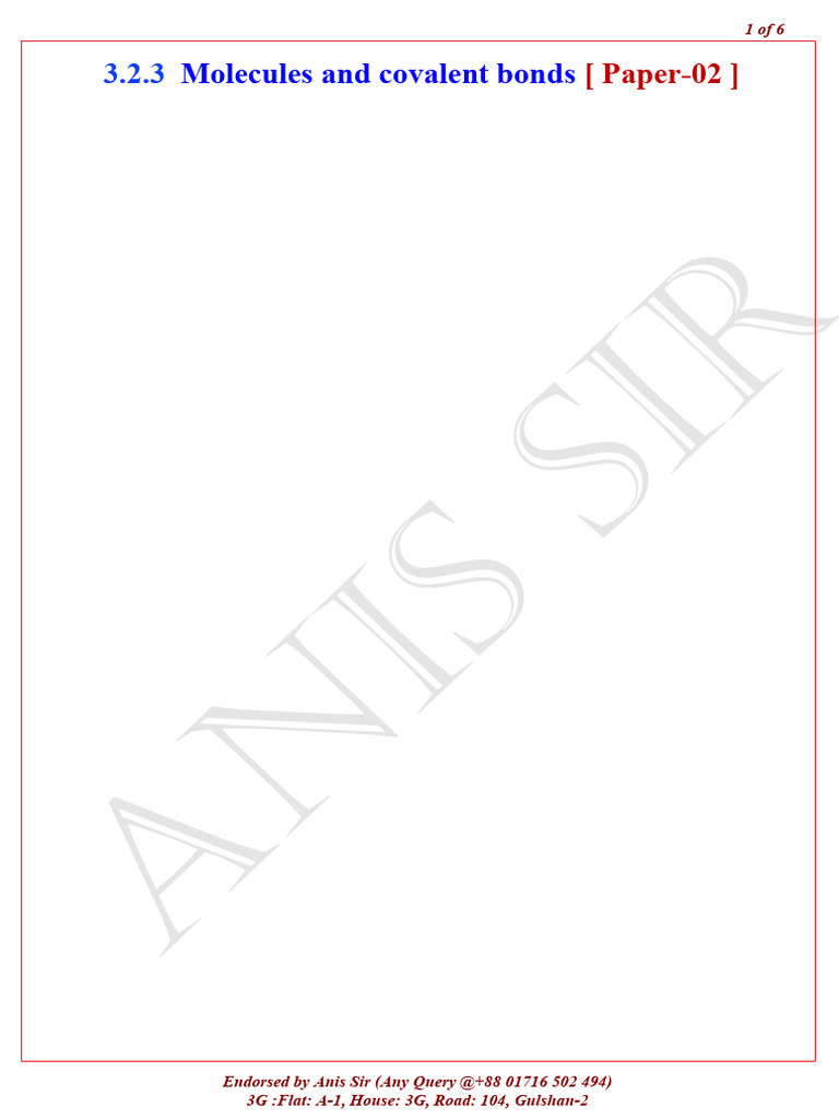 3.2.3 - (Molecules and Covalent Bo | PDF | Chemical Compounds ...