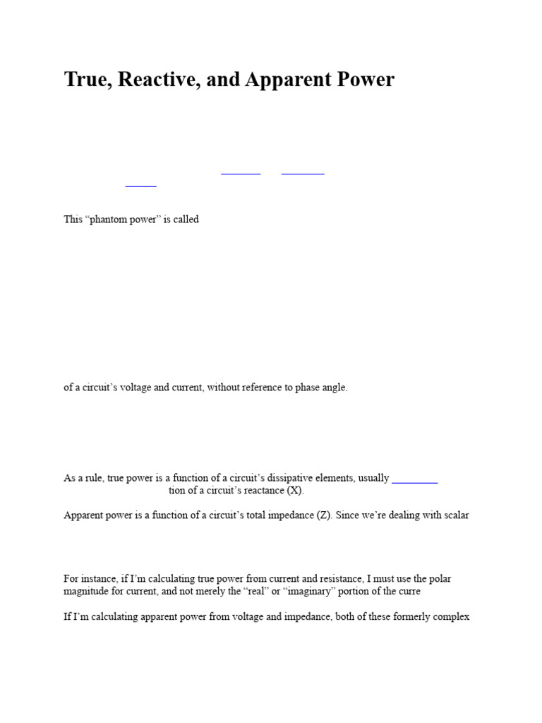 True, Reactive and Aparent Power | PDF | Ac Power | Electrical Impedance