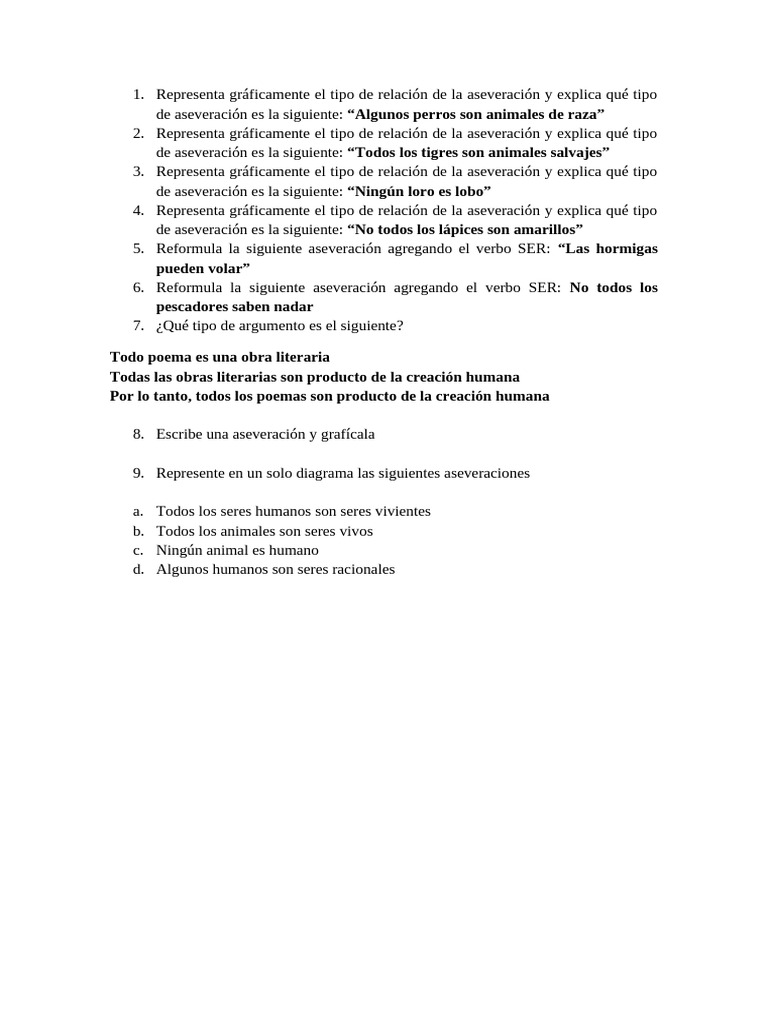 Tipos de Aseveraciones y Diagramas Lógicos | PDF