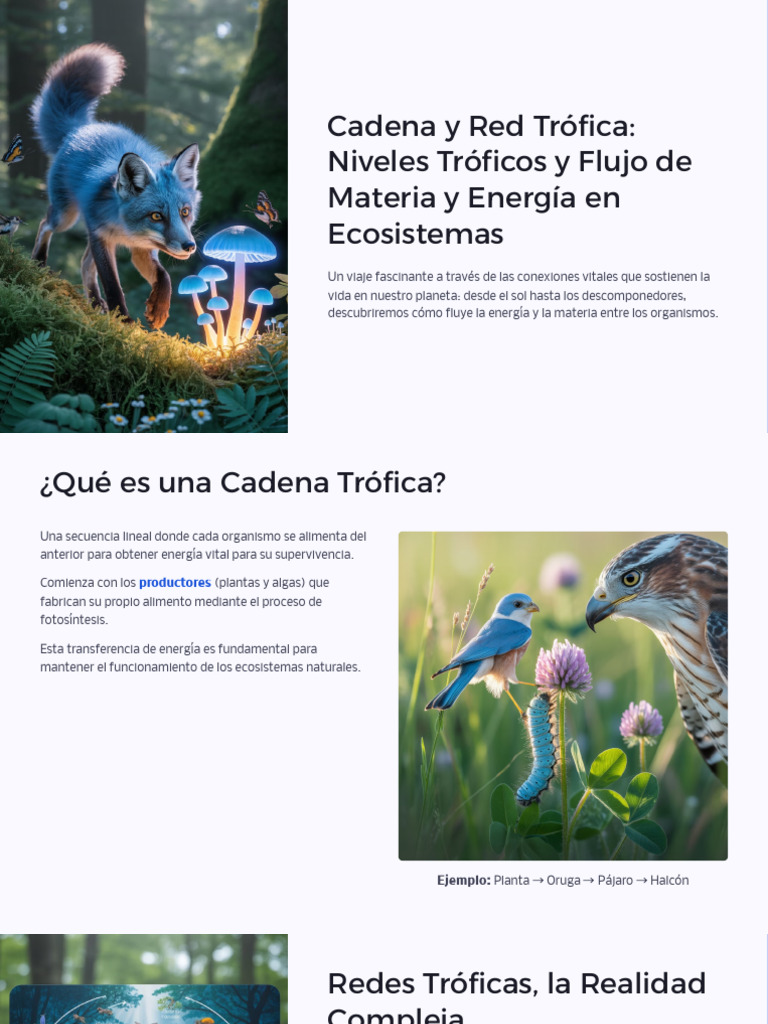 Cadena y Red Trofica Niveles Troficos y Flujo de Materia y Energia en Ecosistemas | PDF | Red ...