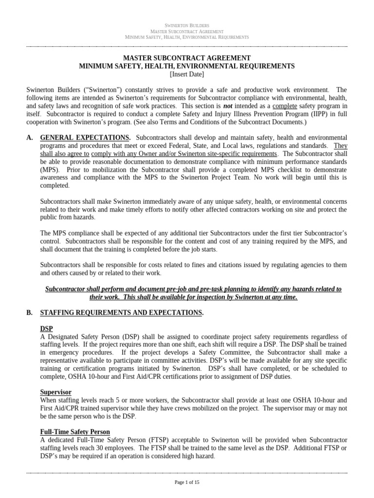 Minimum Safety Health Environmental Requirements | PDF | Waste | Safety