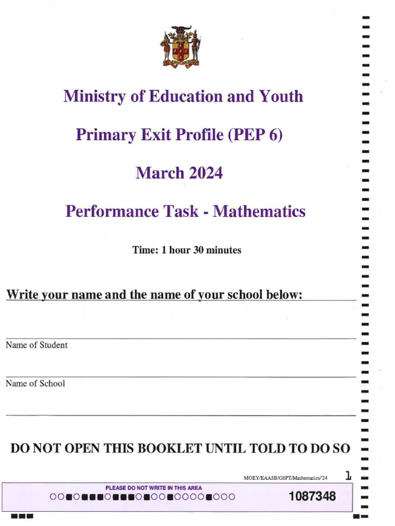 2024 PEP6 Mathematics PT | PDF