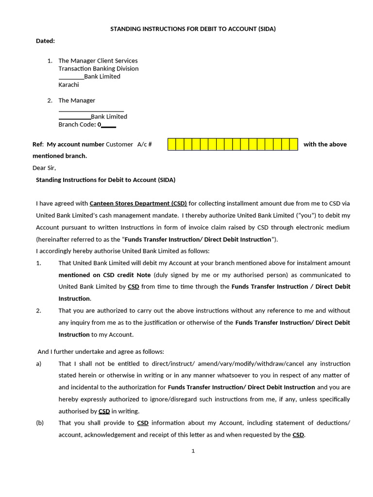 CSD Sida Form Ubl | PDF | Debits And Credits | Debit Card