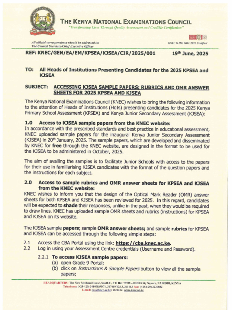 Circular On Accessing Kjsea Sample Paper 8 | PDF