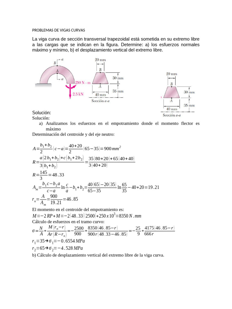 Análisis de Vigas Curvas y Esfuerzos | PDF | Viga (Estructura ...