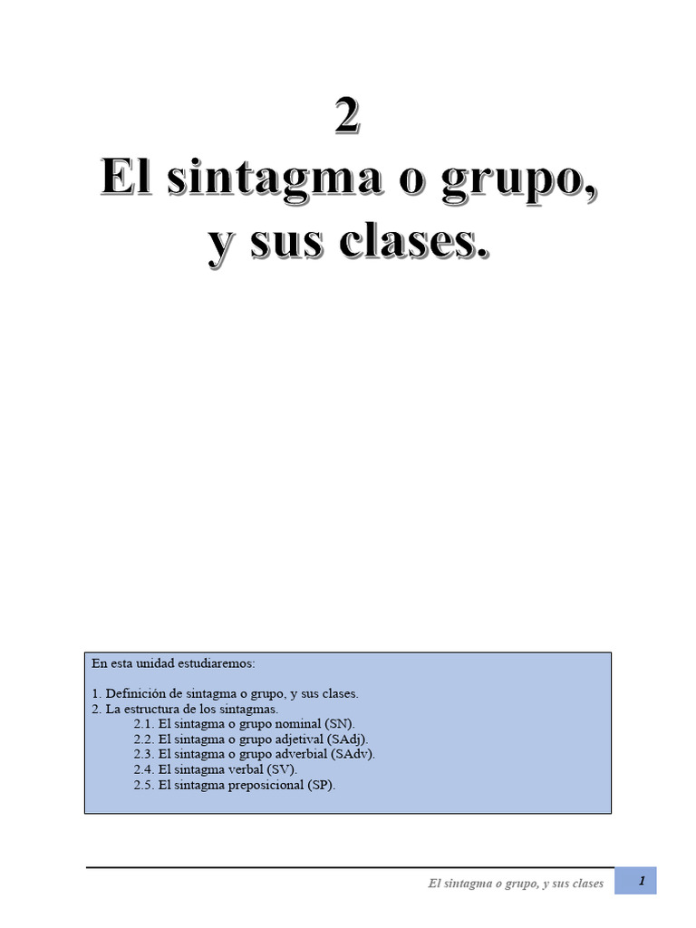 Clases y Estructura de Sintagmas Lingüísticos | PDF | Adverbio | Adjetivo